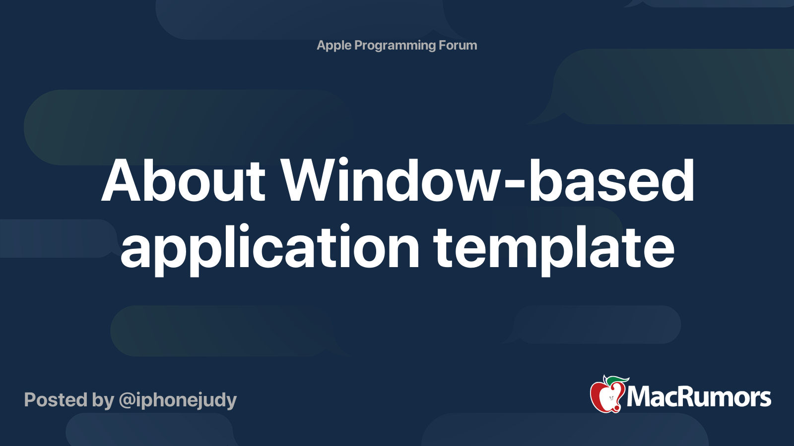 About Window-based application template | MacRumors Forums