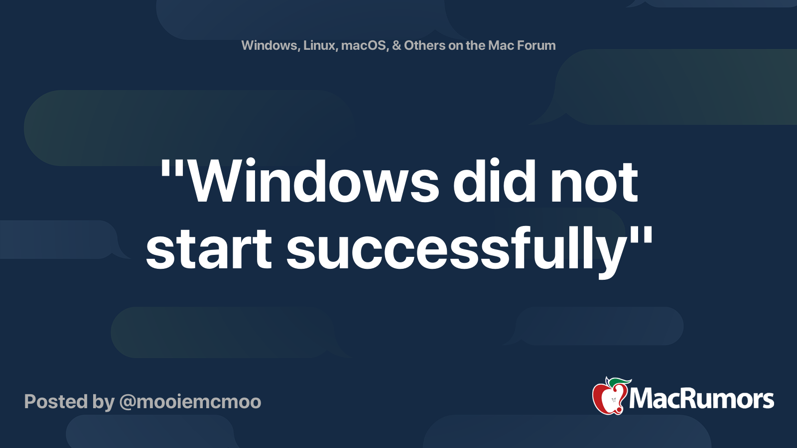 "Windows did not start successfully" | MacRumors Forums