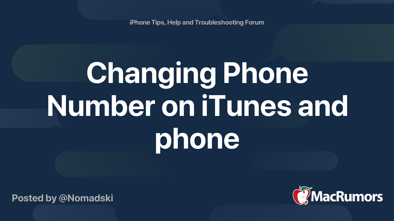 Changing Phone Number on iTunes and phone | MacRumors Forums