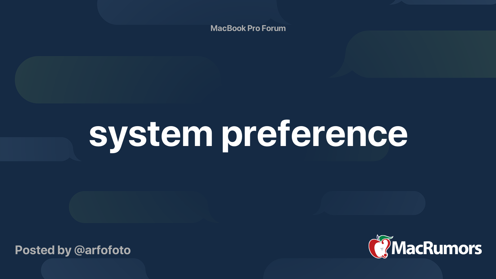 system preference | MacRumors Forums