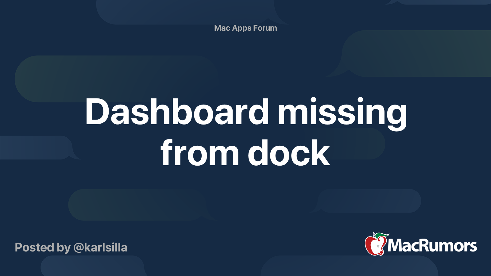 Dashboard missing from dock | MacRumors Forums