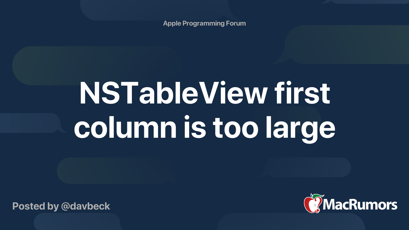 NSTableView first column is too large | MacRumors Forums