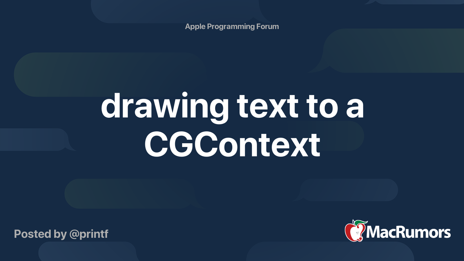 drawing text to a CGContext | MacRumors Forums