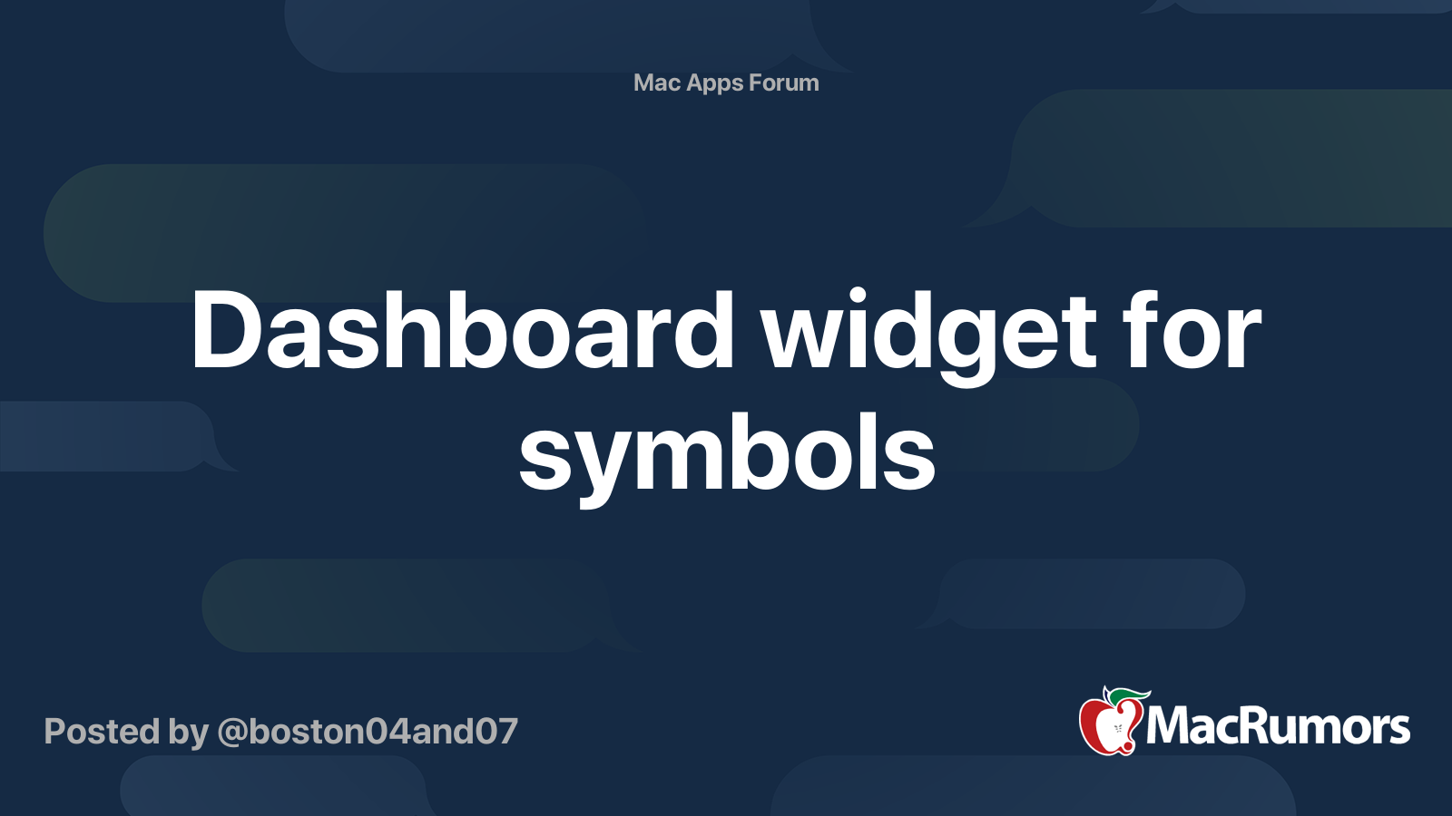 Dashboard widget for symbols | MacRumors Forums