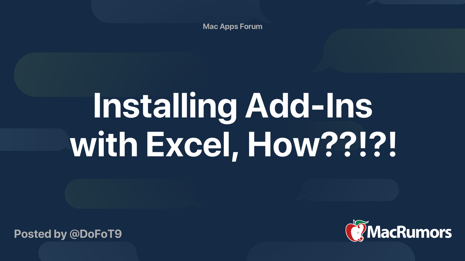 Installing Add-Ins with Excel, How??!?! | MacRumors Forums