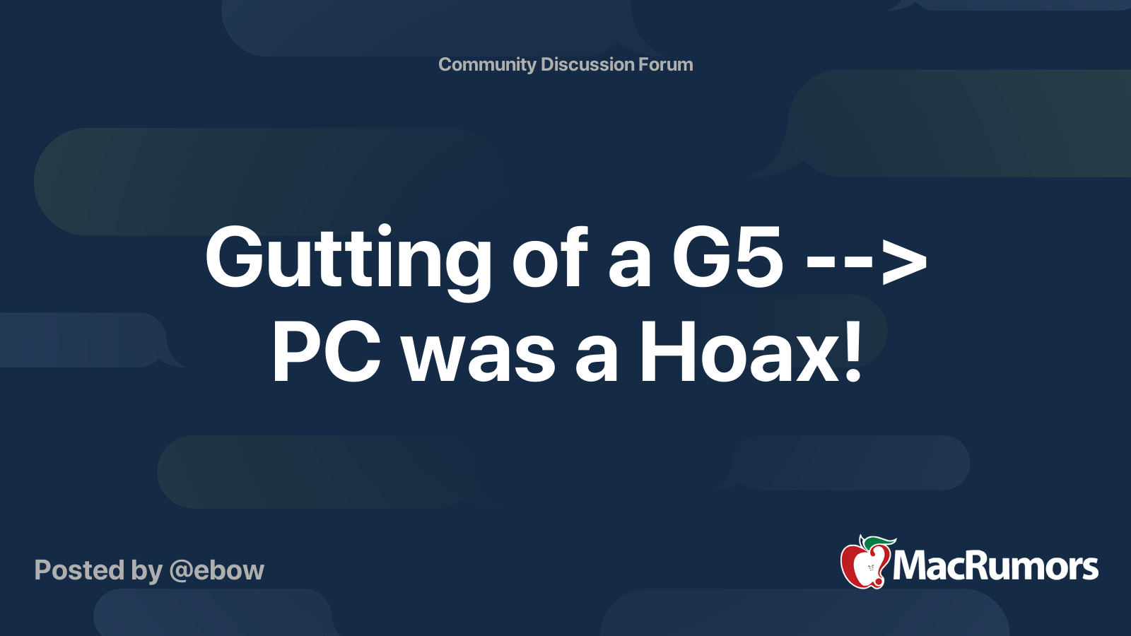 Gutting of a G5 --> PC was a Hoax! | MacRumors Forums
