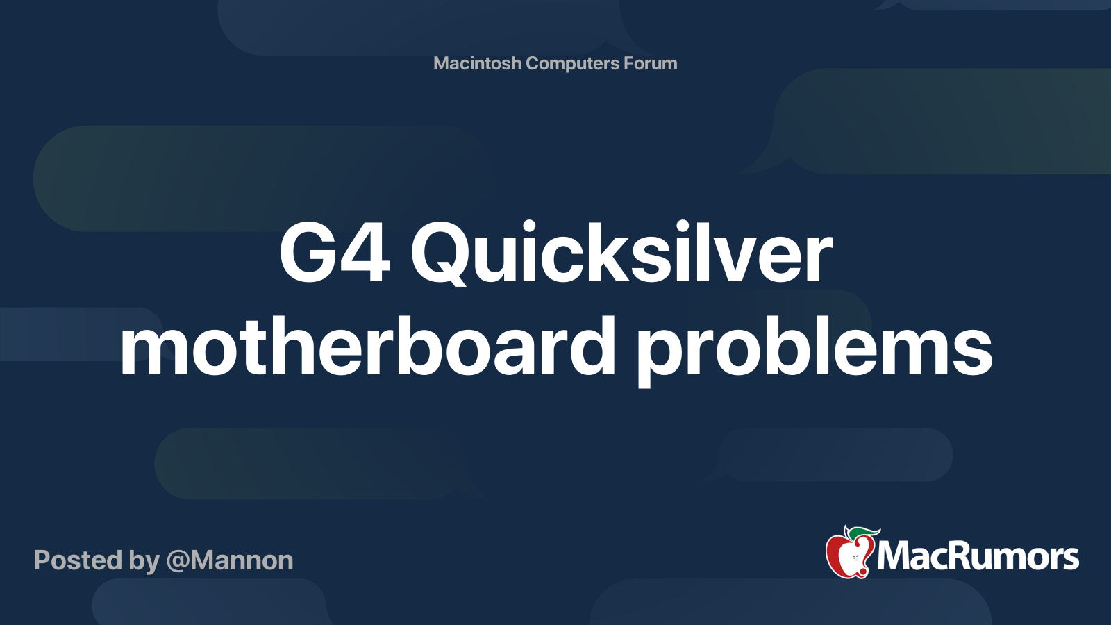 G4 Quicksilver motherboard problems | MacRumors Forums