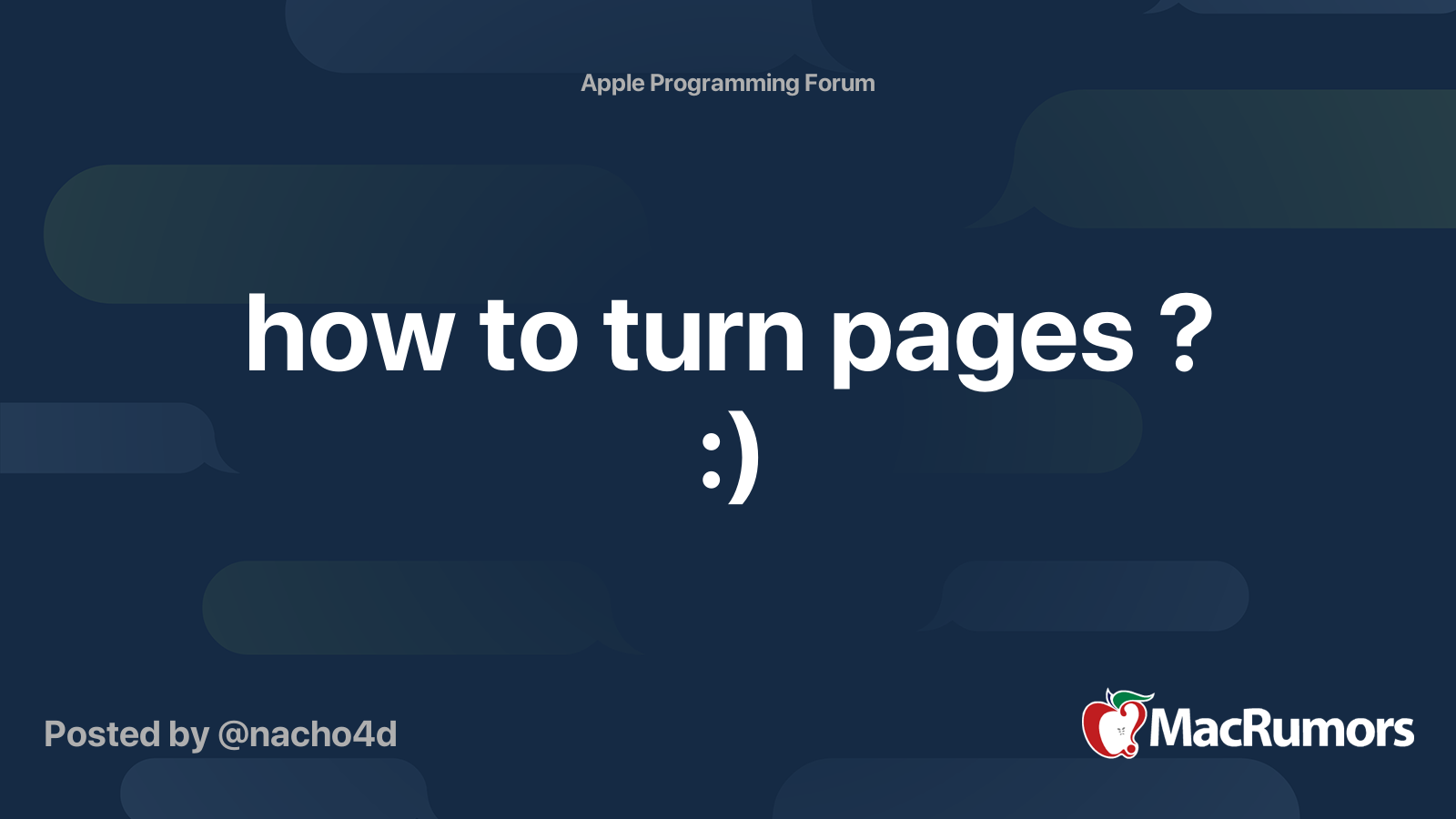 how to turn pages ? :) | MacRumors Forums