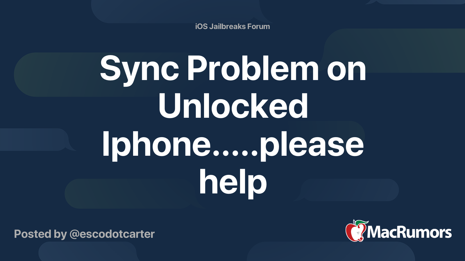 Sync Problem on Unlocked Iphone.....please help | MacRumors Forums