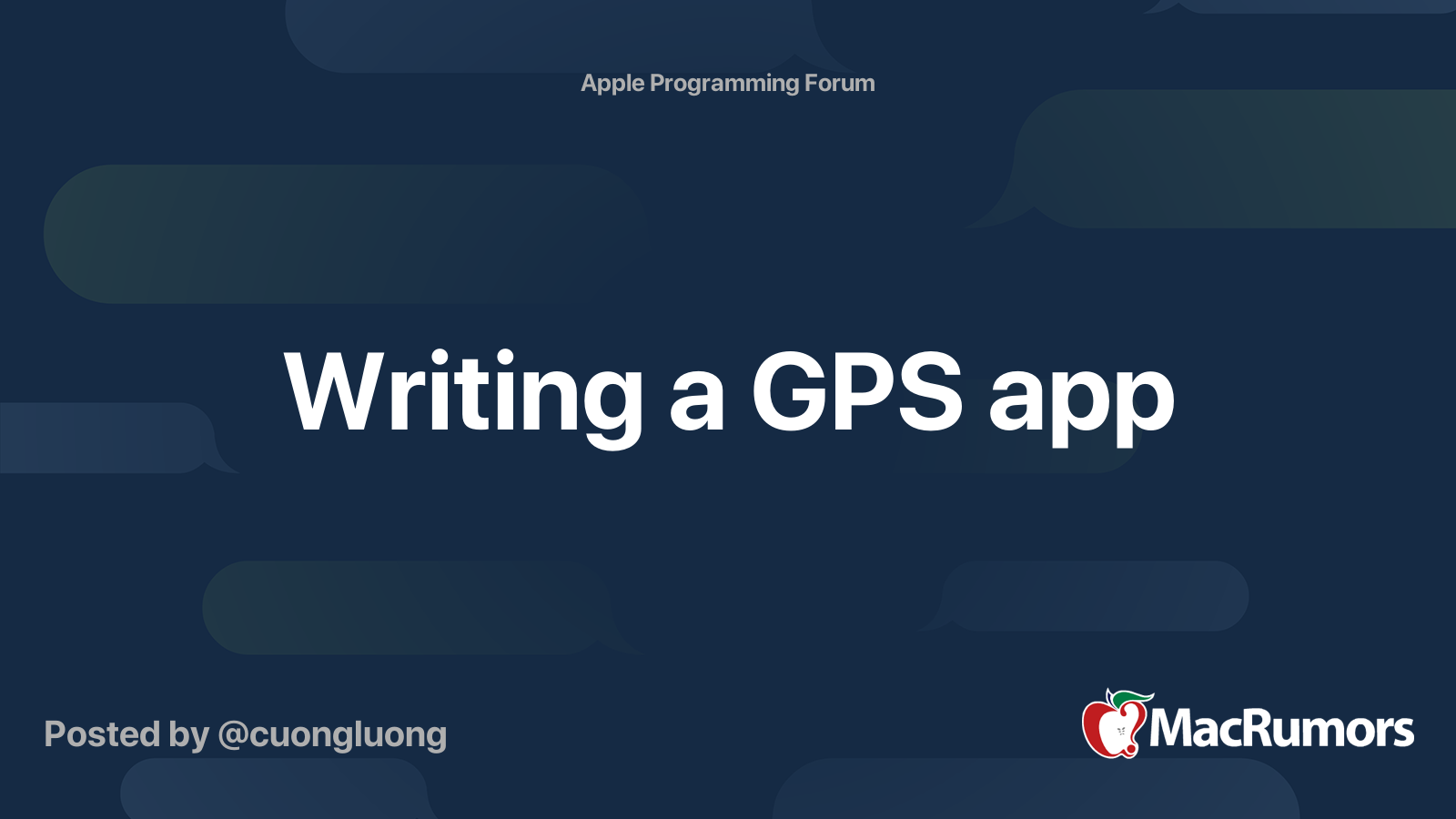 Writing a GPS app | MacRumors Forums
