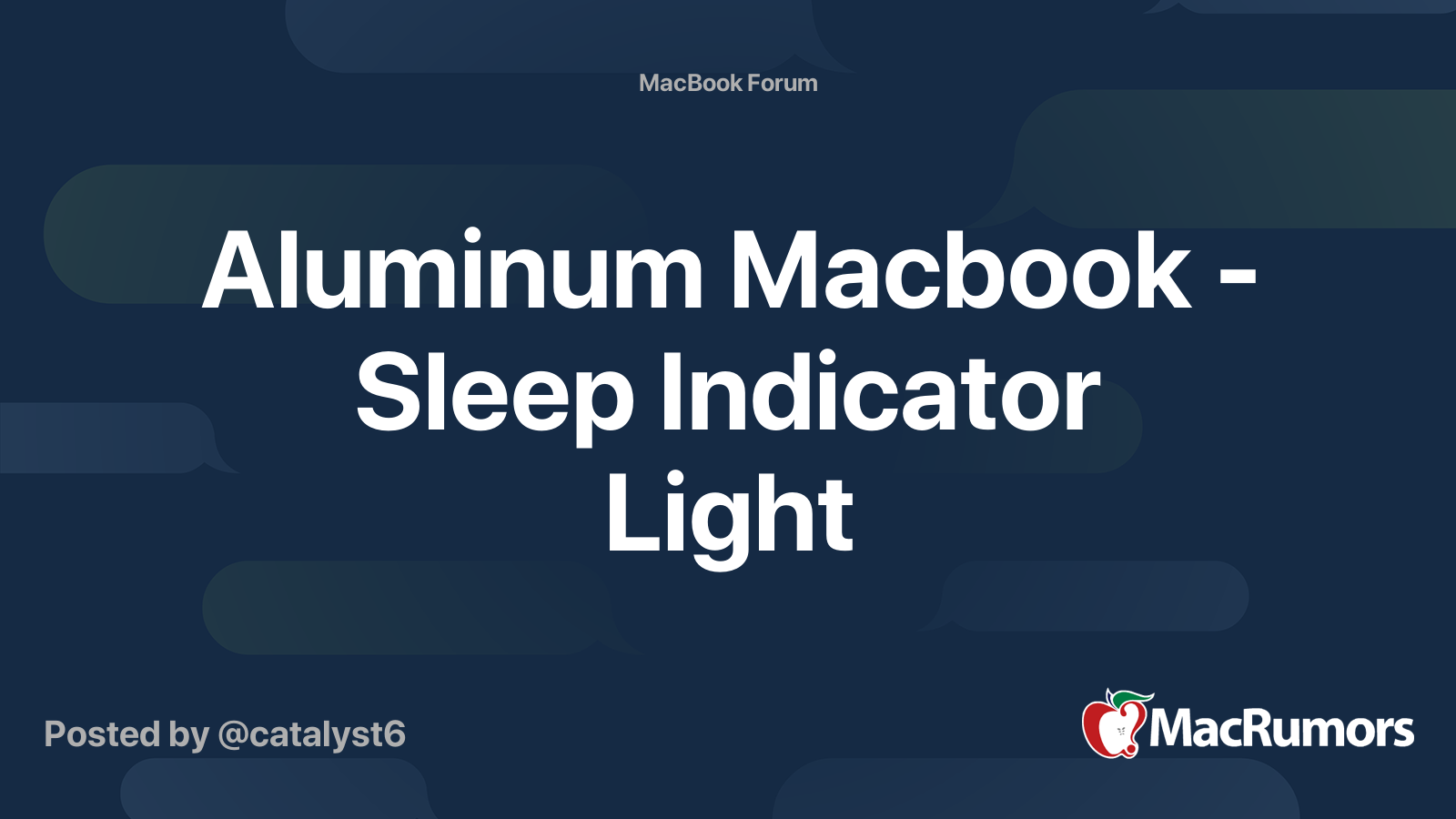 Aluminum Macbook - Sleep Indicator Light | MacRumors Forums