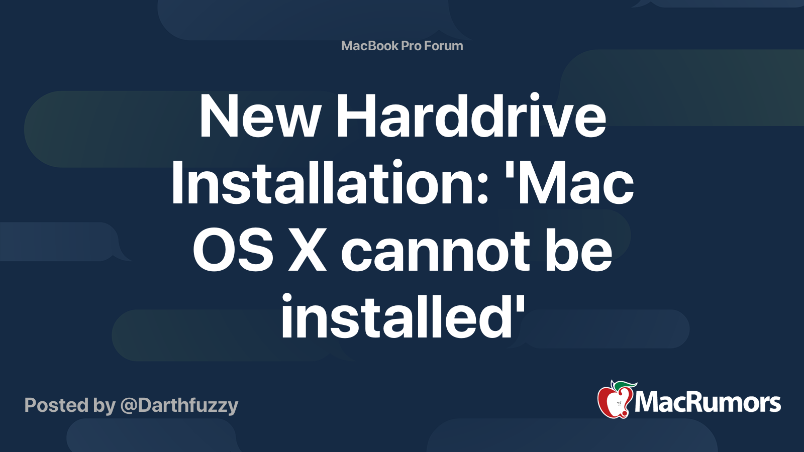New Harddrive Installation: 'Mac OS X cannot be installed' | MacRumors Forums