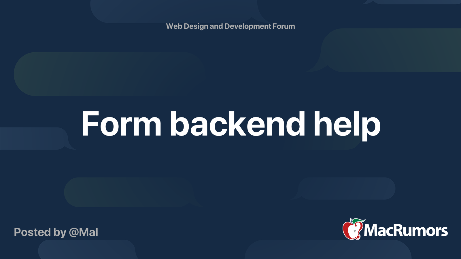 Form backend help | MacRumors Forums