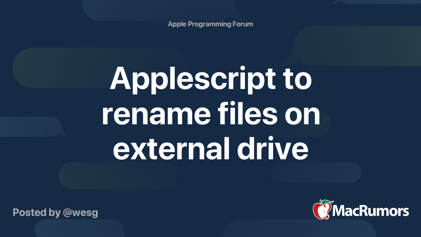 Applescript to rename files on external drive | MacRumors Forums