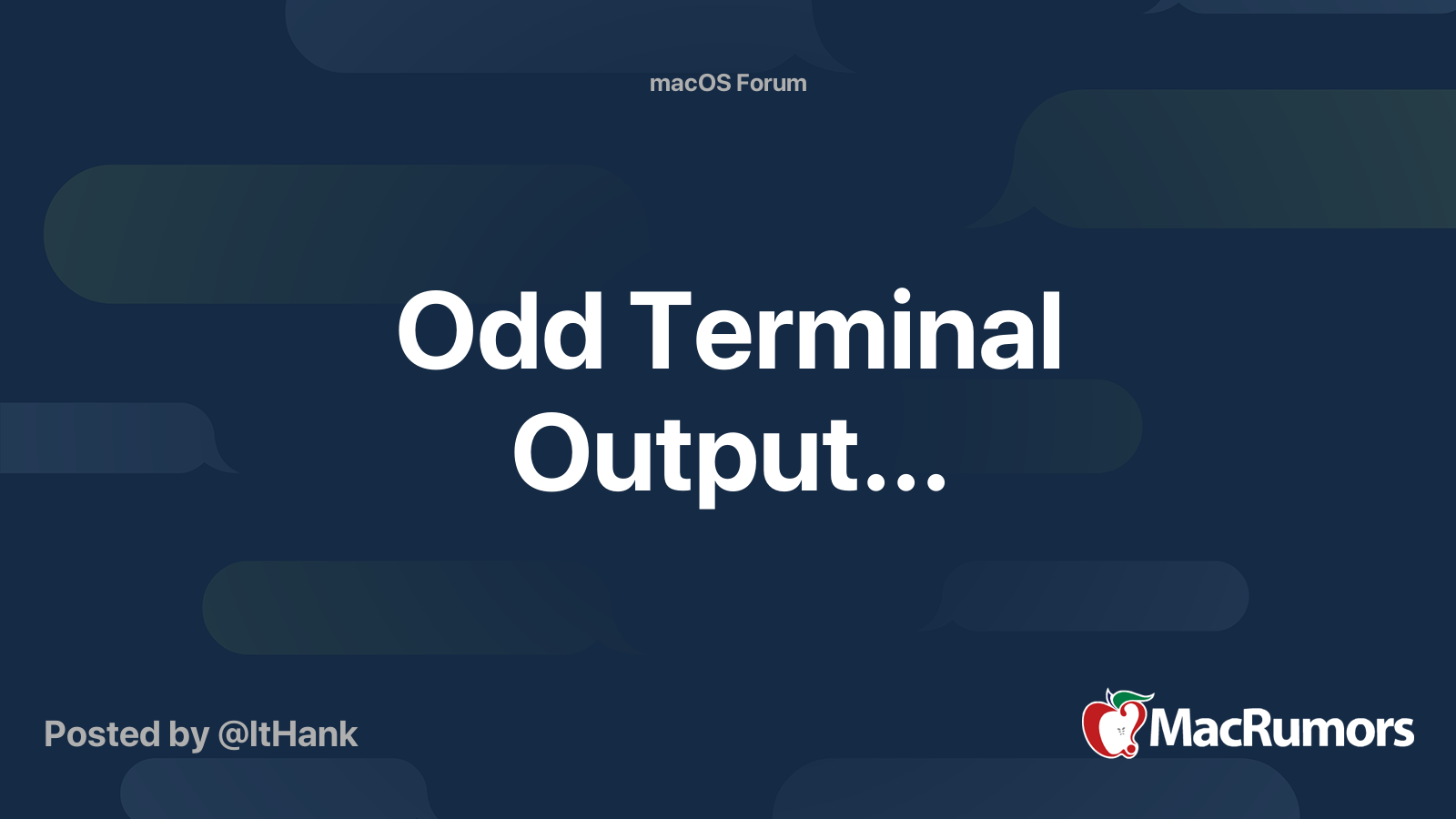 Odd Terminal Output... | MacRumors Forums