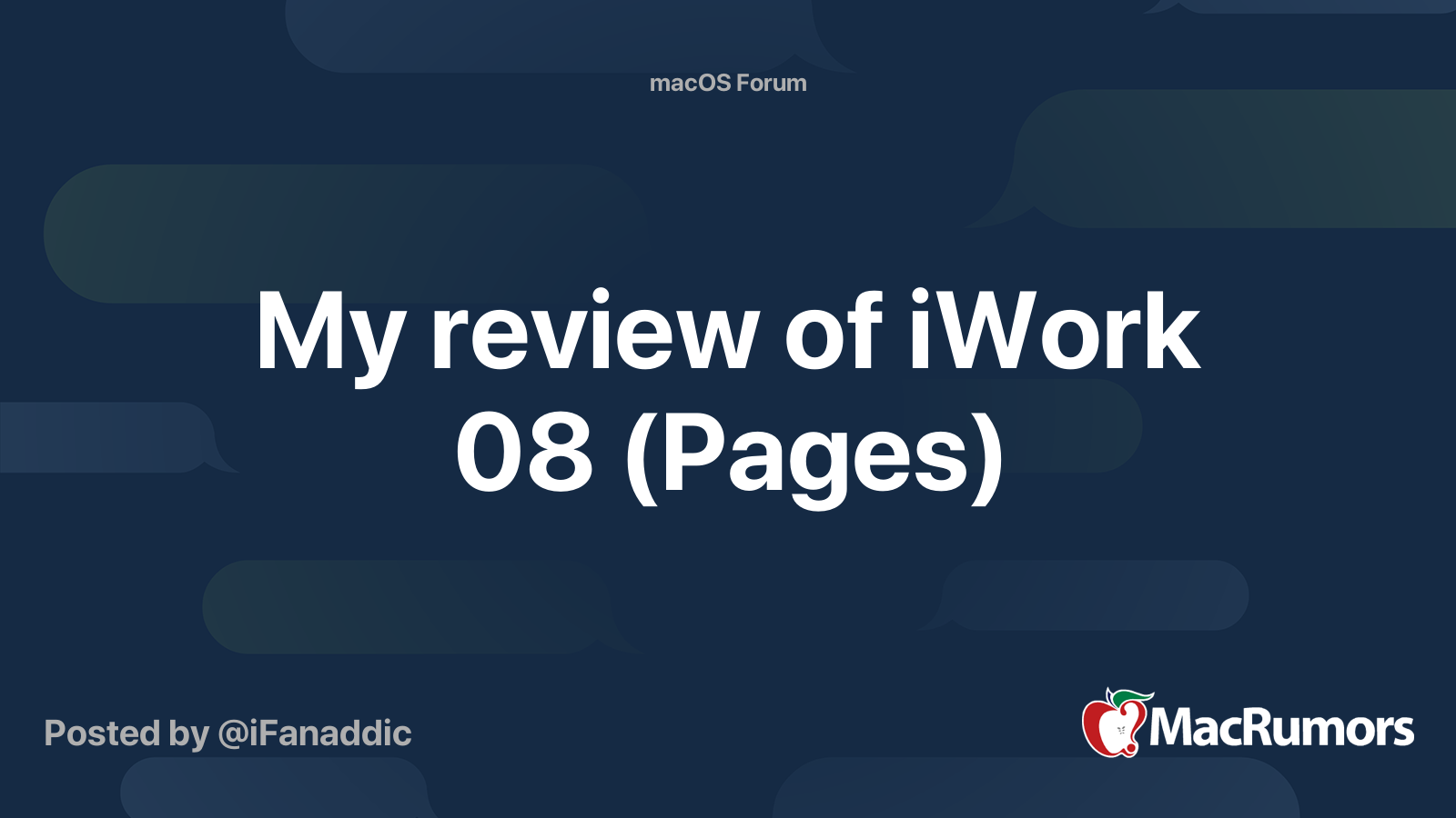 My review of iWork 08 (Pages) | MacRumors Forums