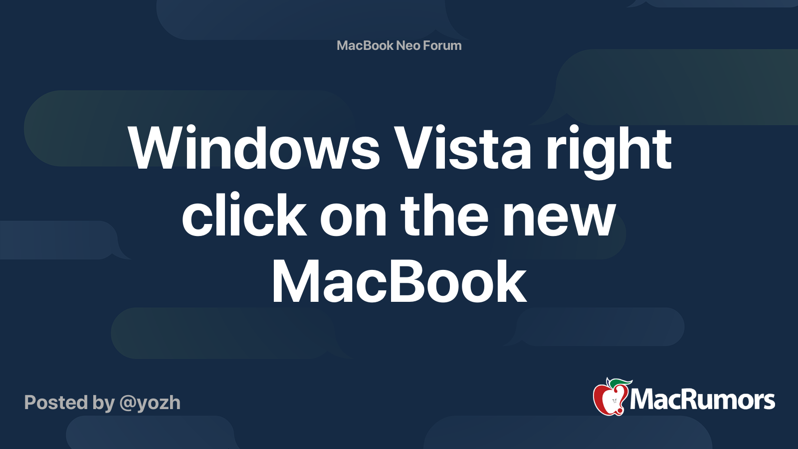 Windows Vista right click on the new MacBook | MacRumors Forums