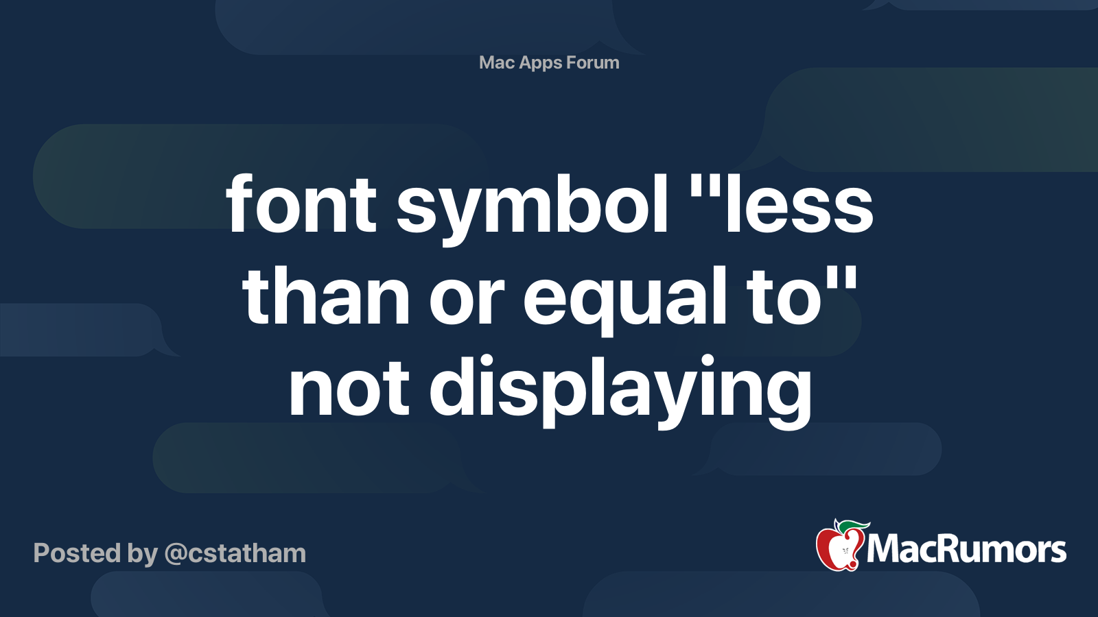 font symbol "less than or equal to" not displaying | MacRumors Forums
