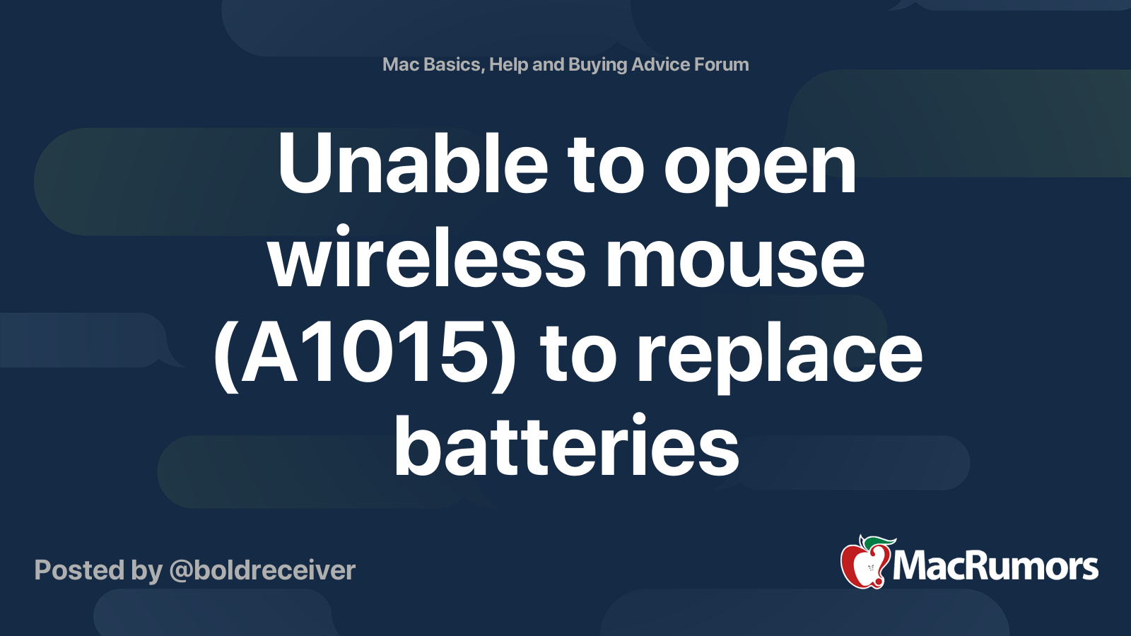 Unable to open wireless mouse (A1015) to replace batteries | MacRumors ...