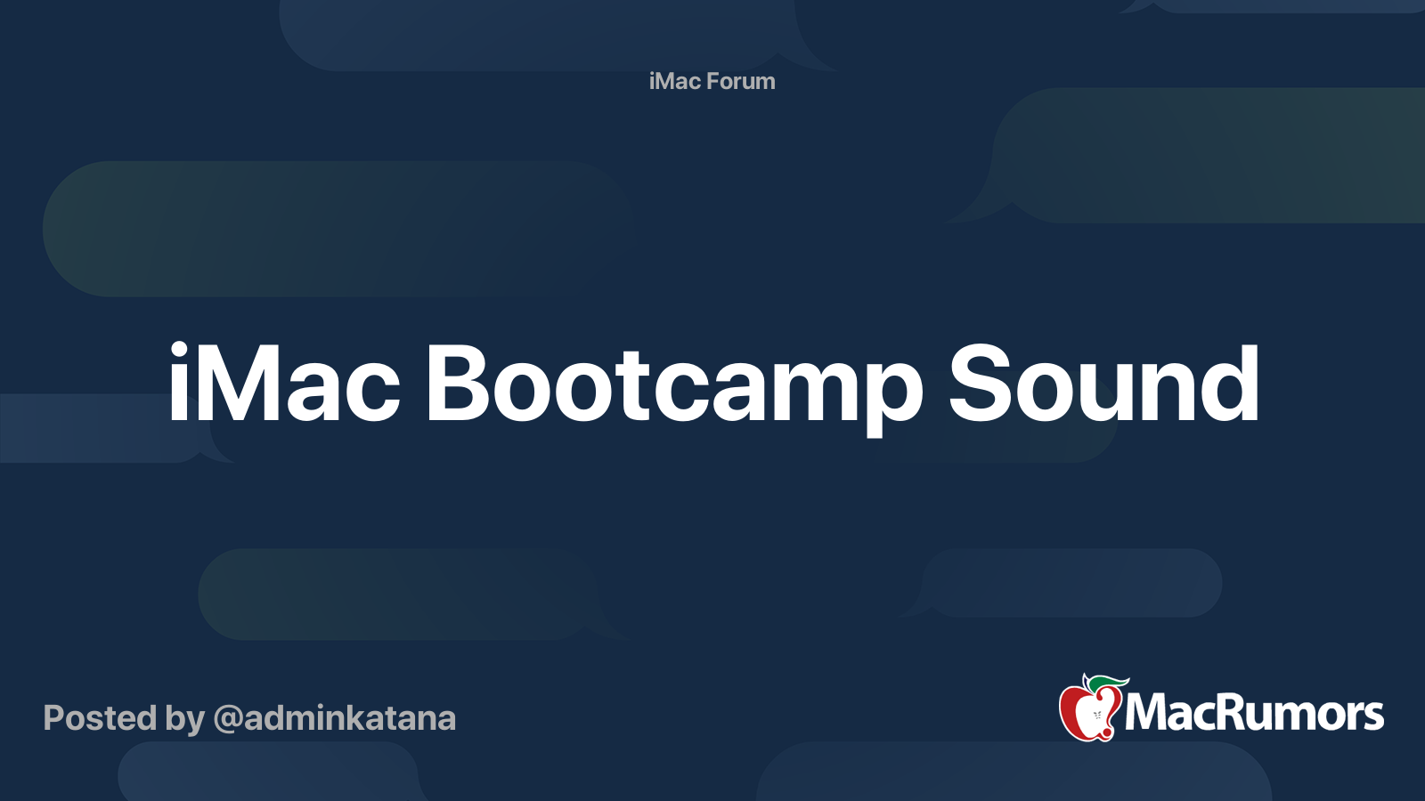 iMac Bootcamp Sound | MacRumors Forums