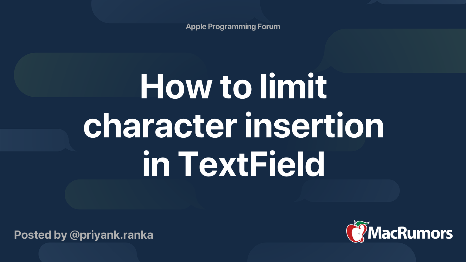 How To Limit Character Insertion In Textfield Macrumors Forums