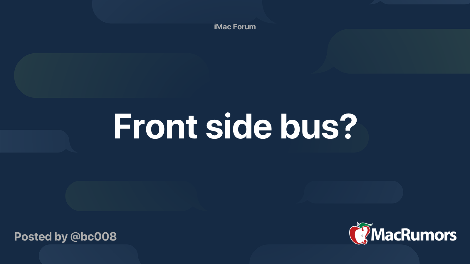 Front side bus? | MacRumors Forums