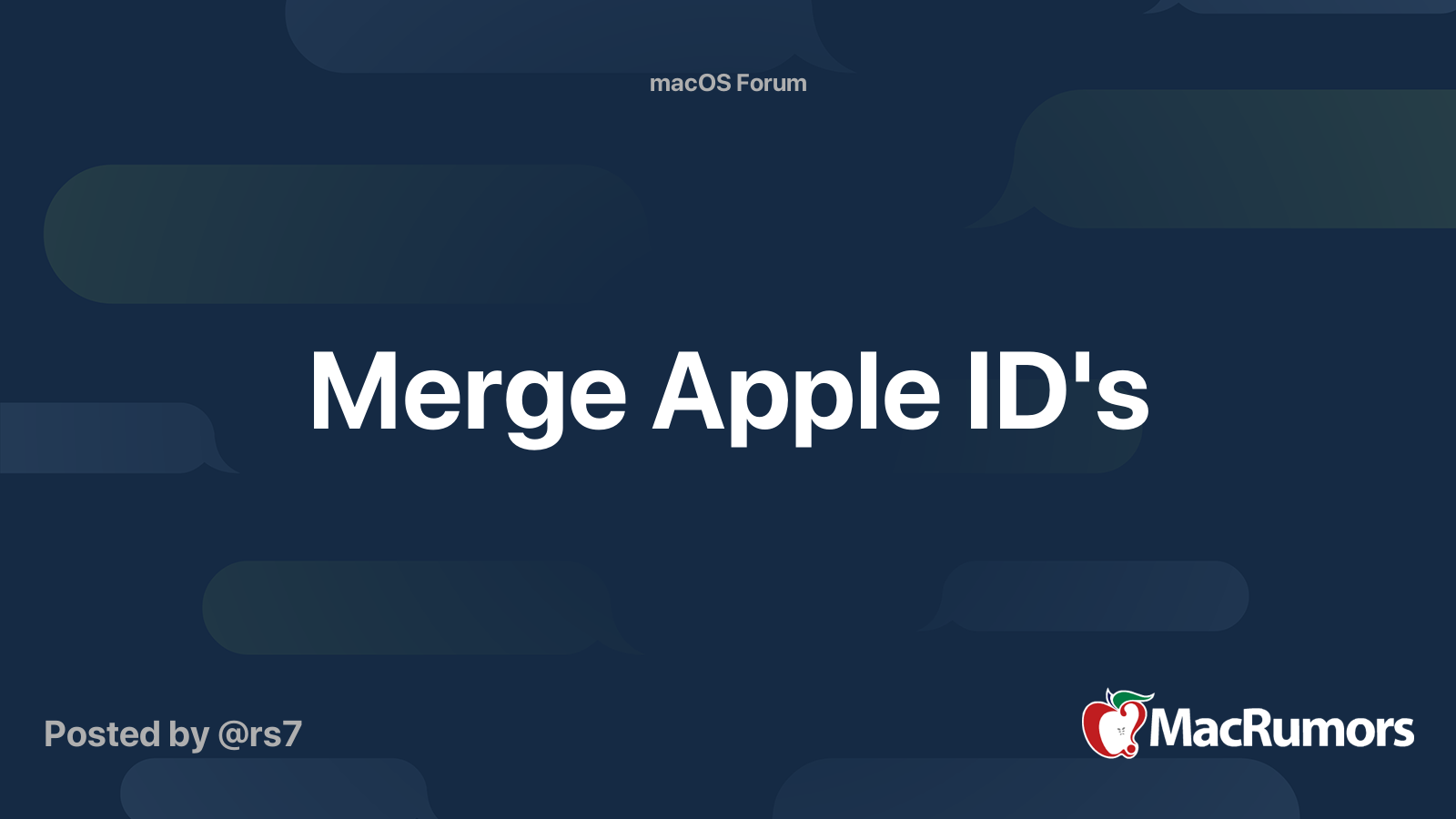 Merge Apple ID's | MacRumors Forums