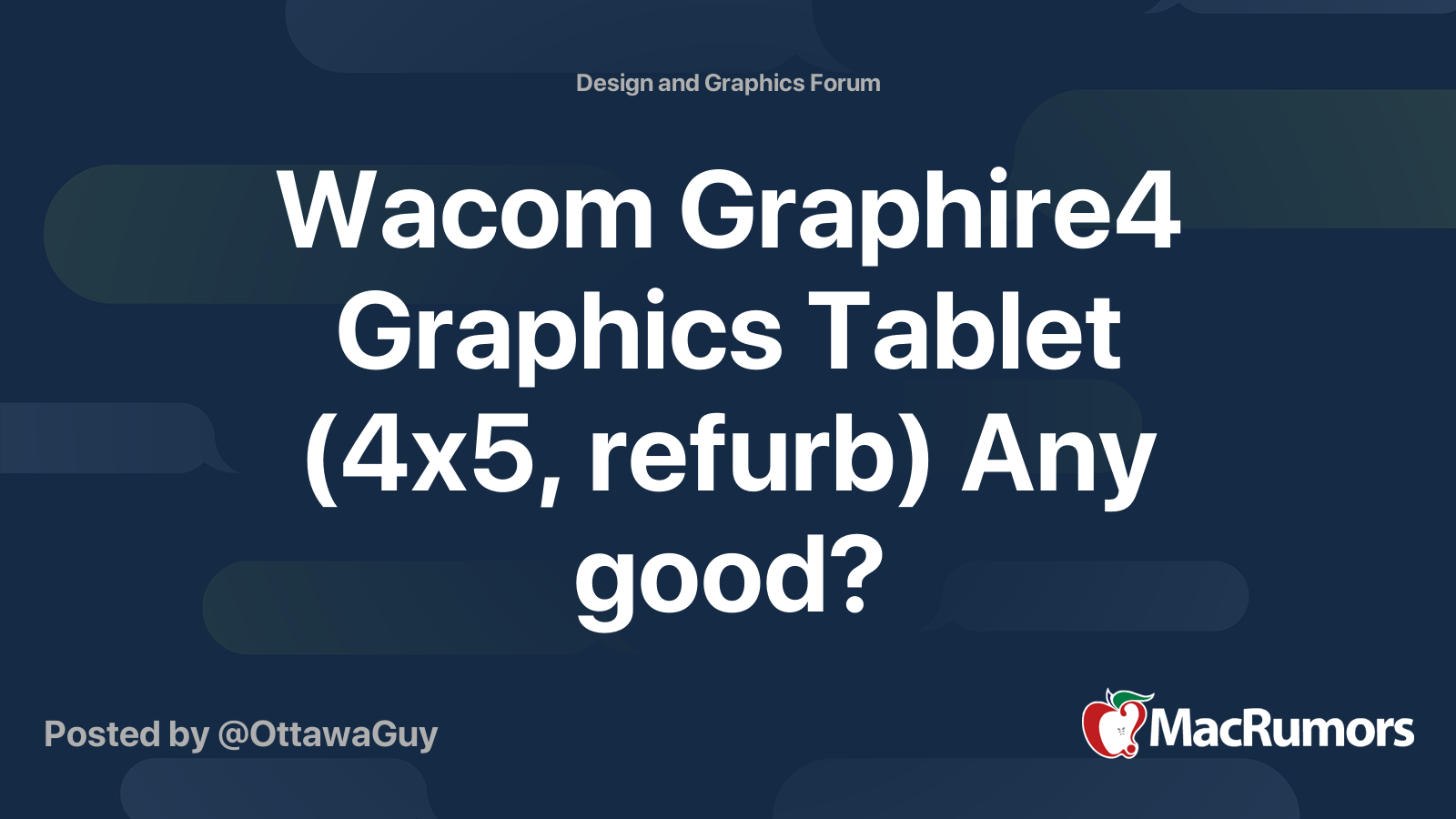 Wacom Graphire4 Graphics Tablet (4x5, refurb) Any good? | MacRumors Forums