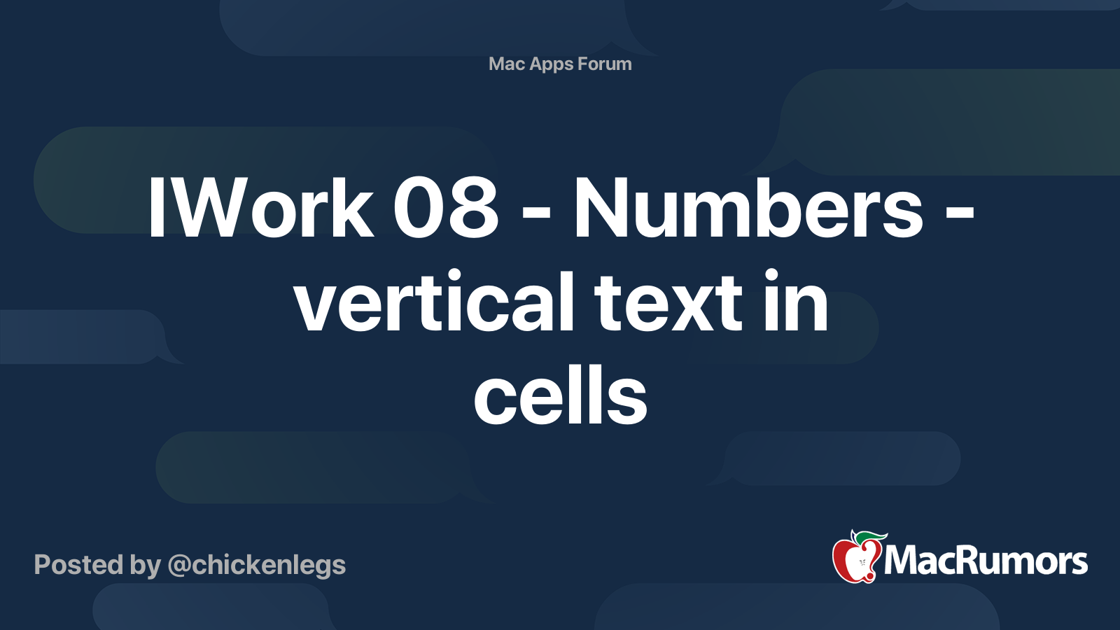 IWork 08 - Numbers - vertical text in cells | MacRumors Forums
