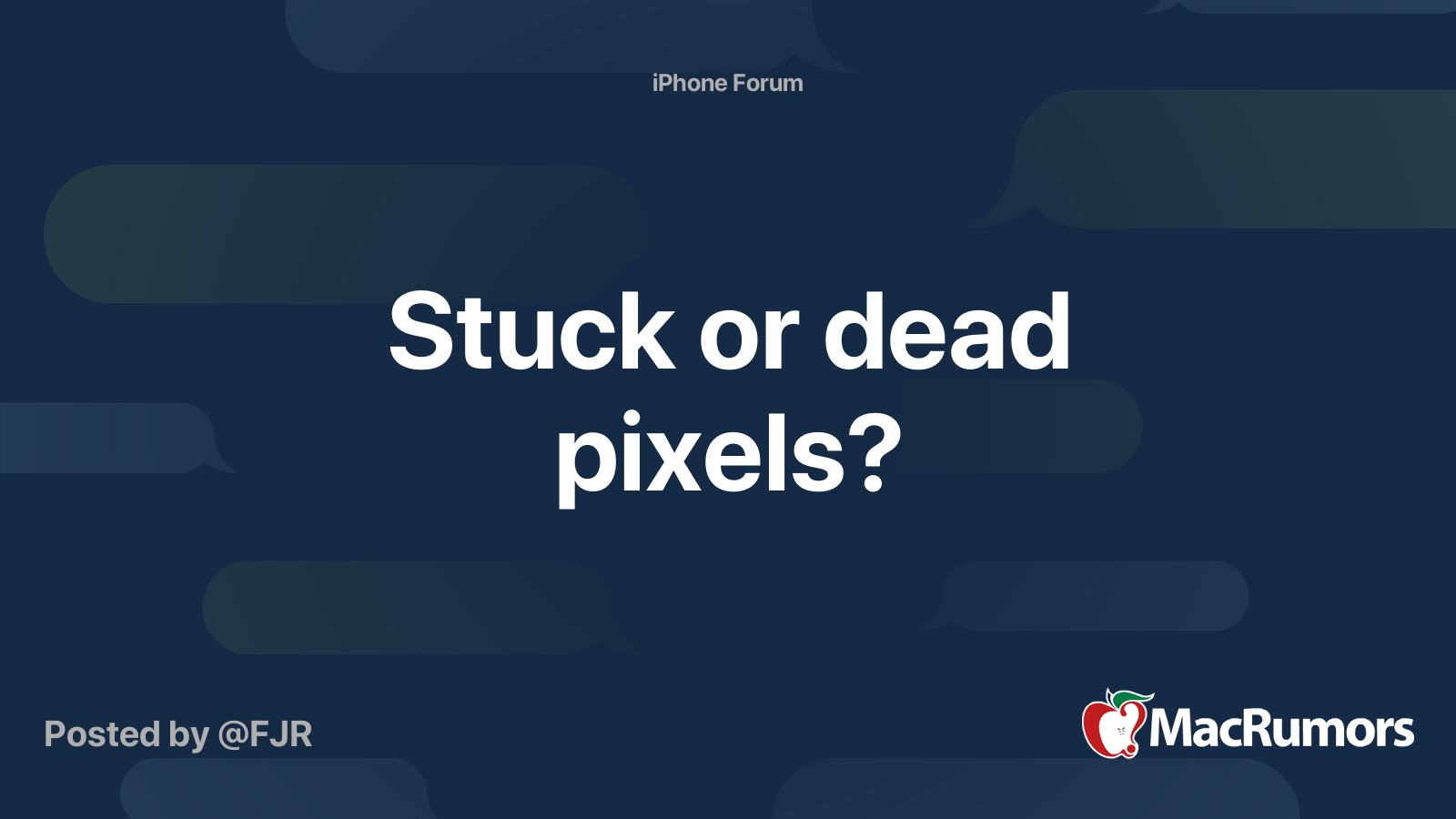 Stuck or dead pixels? | MacRumors Forums
