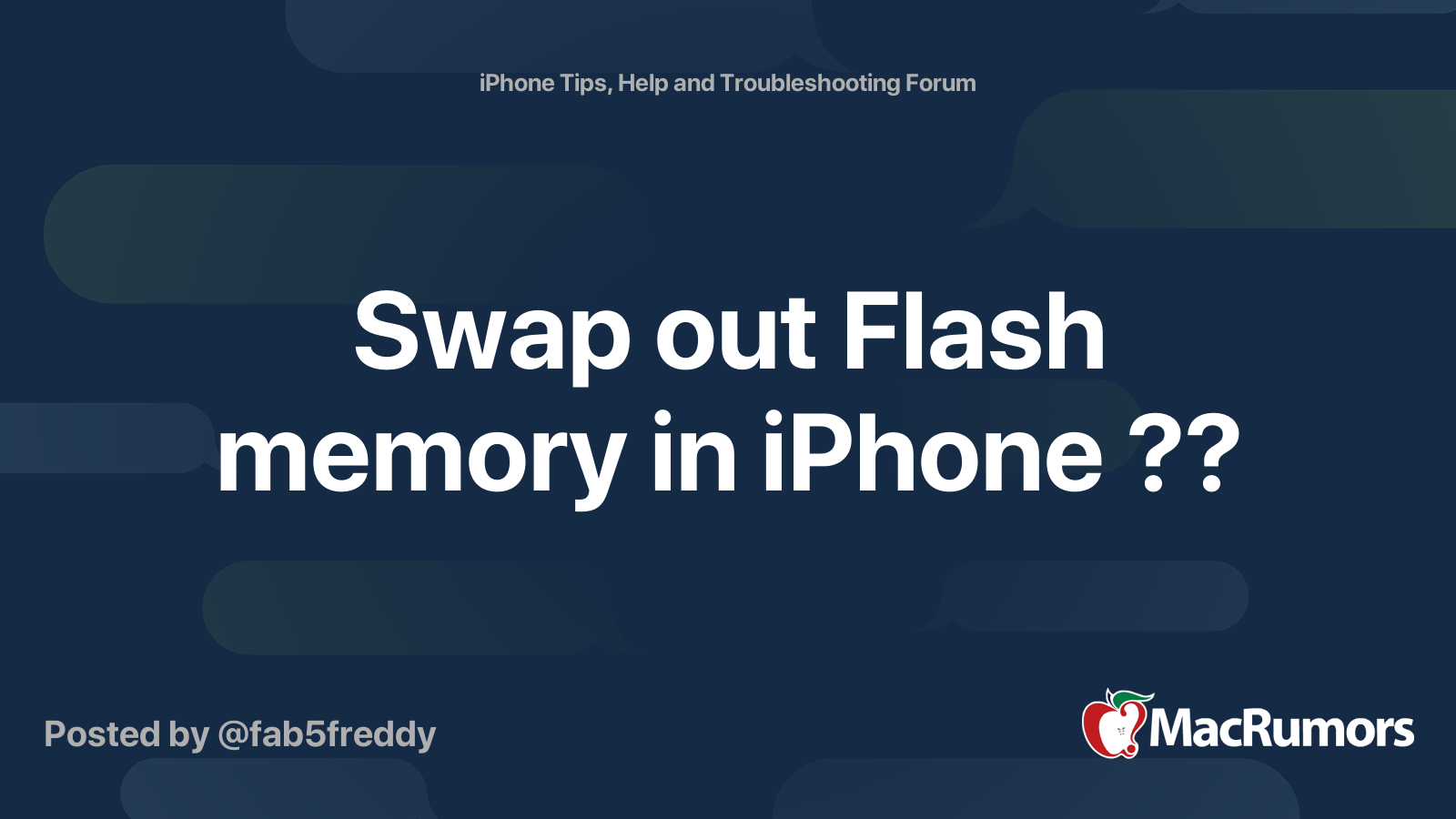 Swap out Flash memory in iPhone ?? | MacRumors Forums