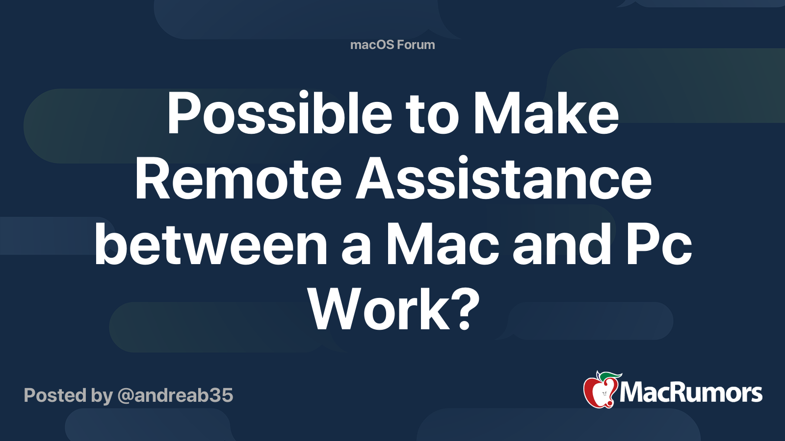 Possible to Make Remote Assistance between a Mac and Pc Work ...