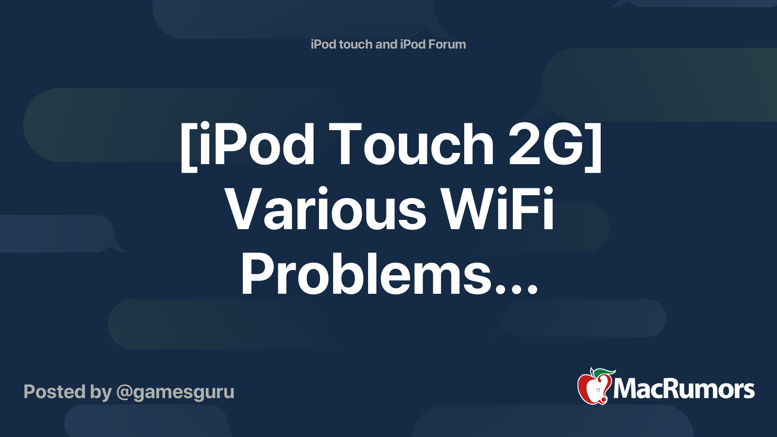 [iPod Touch 2G] Various WiFi Problems... | MacRumors Forums