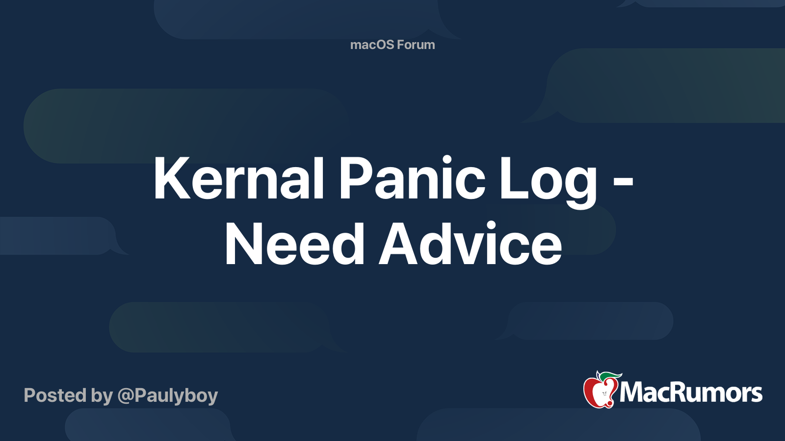 Kernal Panic Log - Need Advice | MacRumors Forums