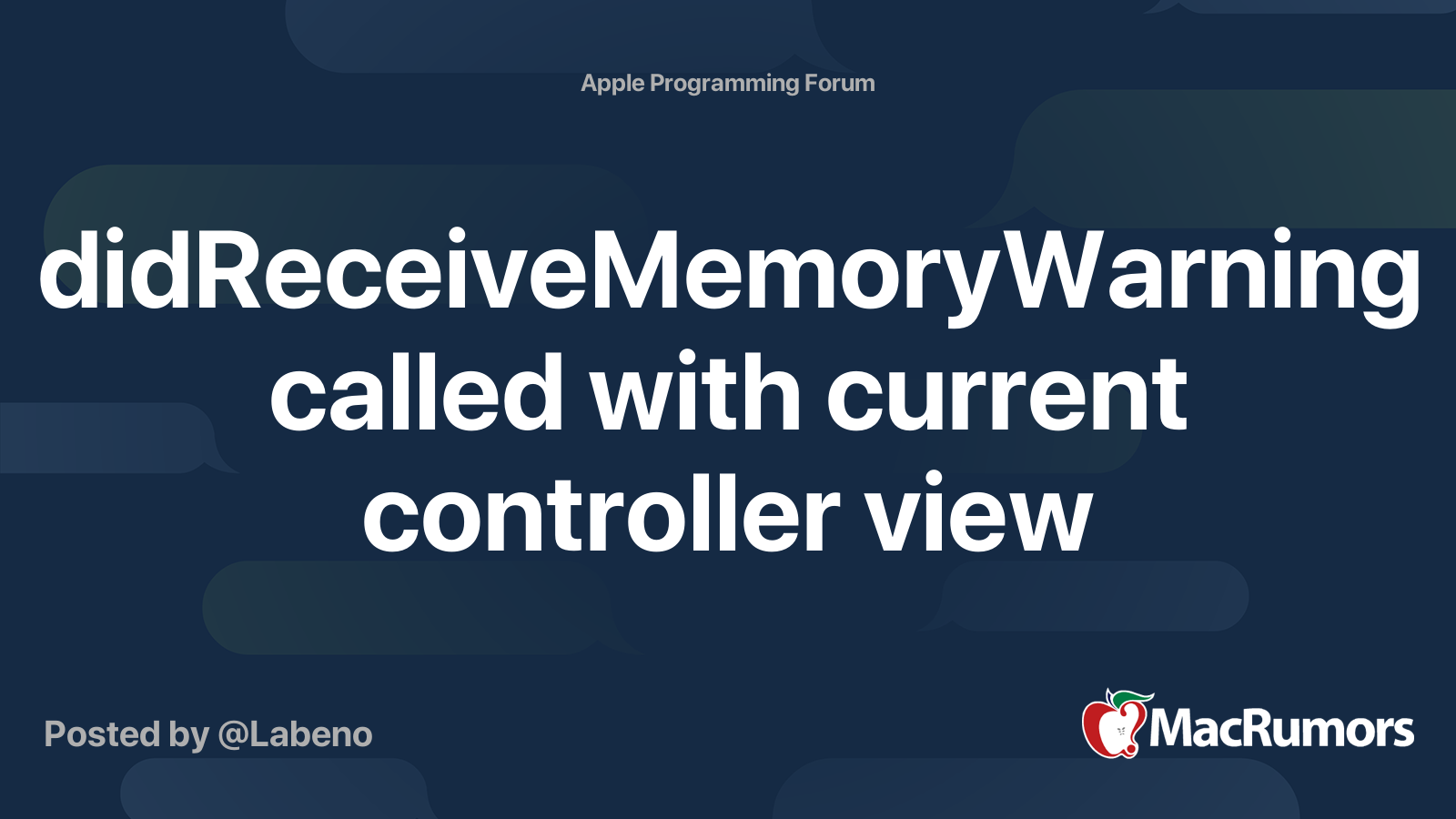 didReceiveMemoryWarning called with current controller view | MacRumors Forums