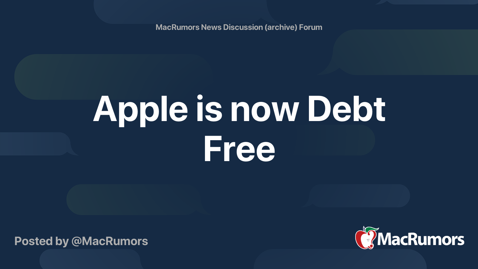 Apple is now Debt Free | MacRumors Forums