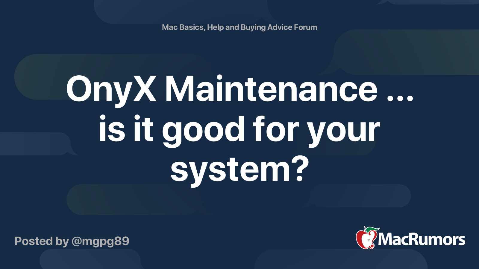 OnyX Maintenance ... is it good for your system? | MacRumors Forums