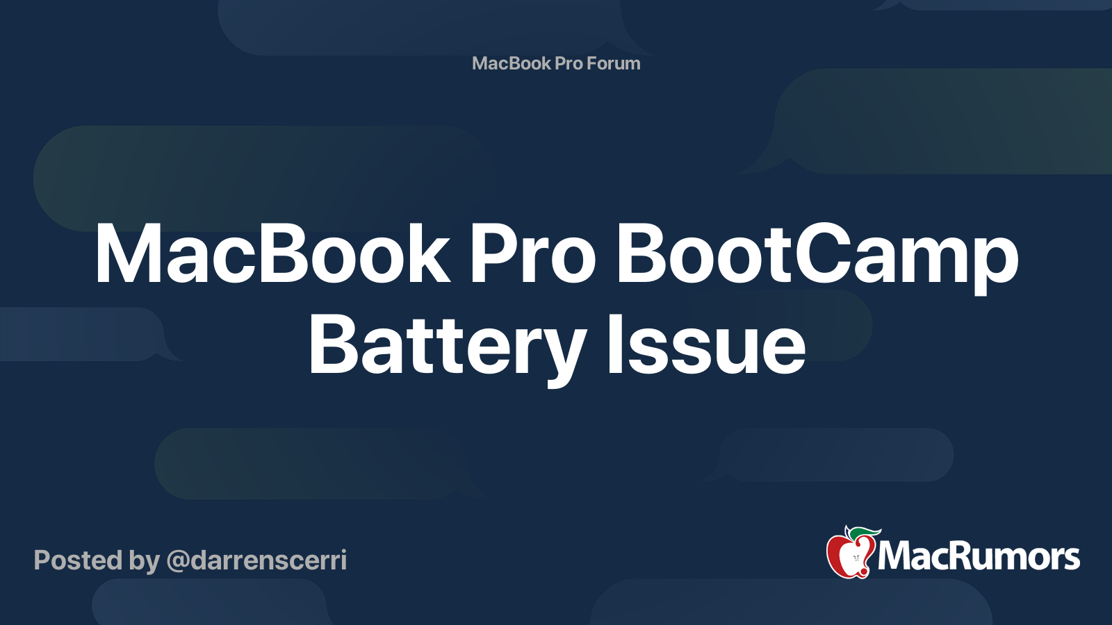 MacBook Pro BootCamp Battery Issue | MacRumors Forums