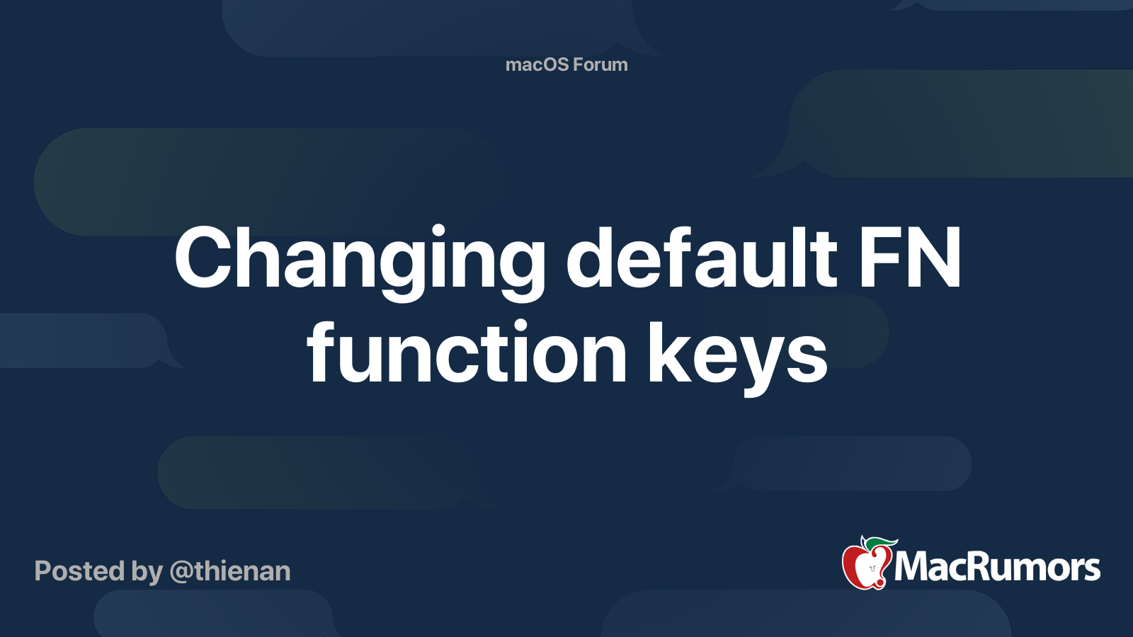 Changing default FN function keys | MacRumors Forums