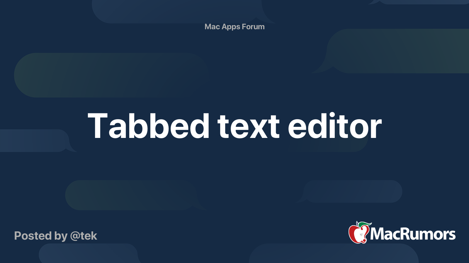 Tabbed text editor | MacRumors Forums