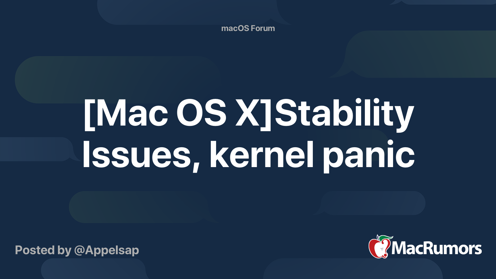 [Mac OS X]Stability Issues, kernel panic | MacRumors Forums