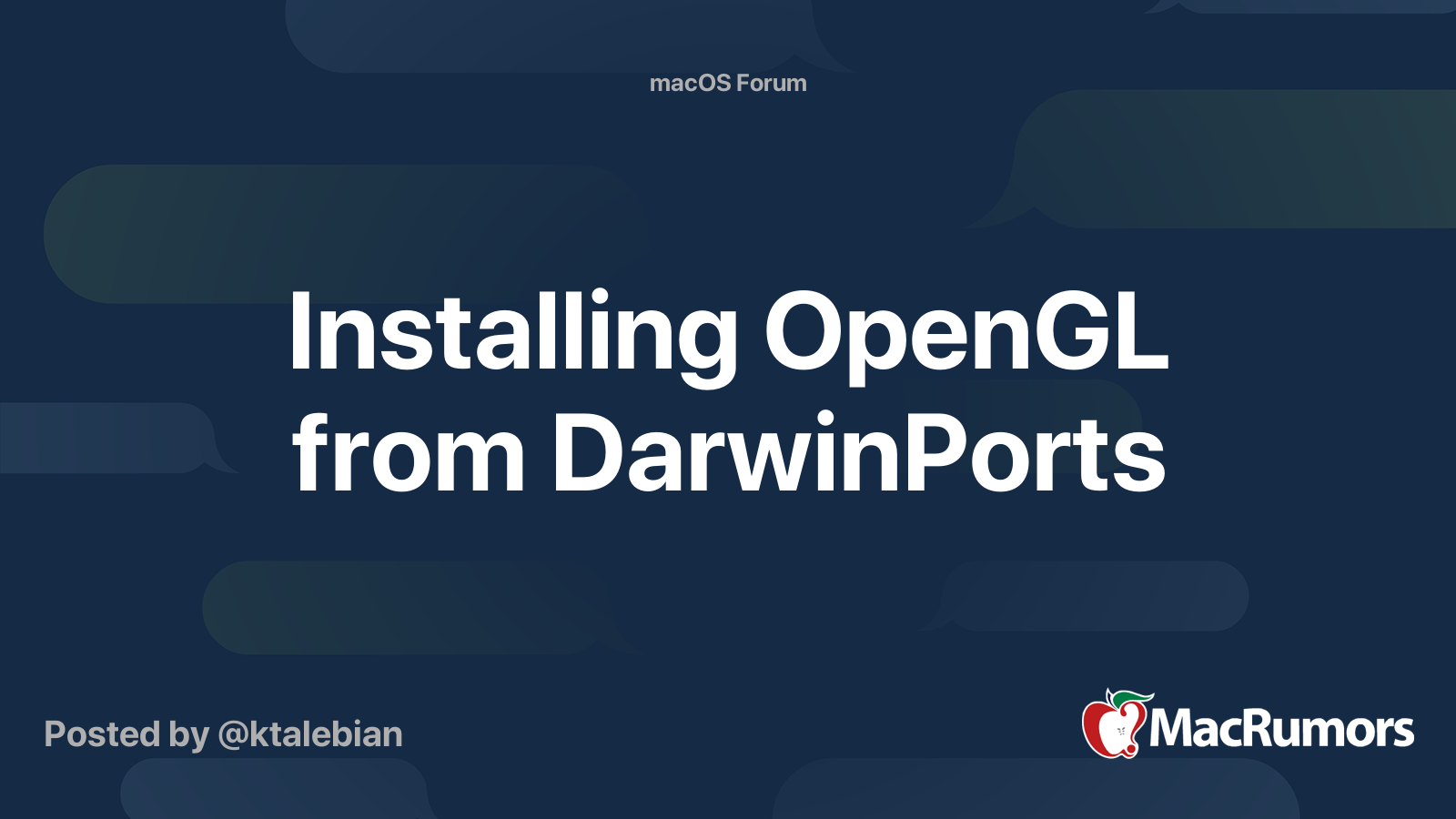 Installing OpenGL from DarwinPorts | MacRumors Forums