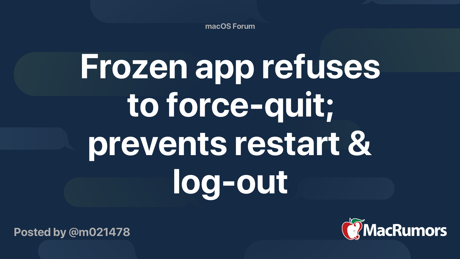 Frozen app refuses to force-quit; prevents restart & log-out ...