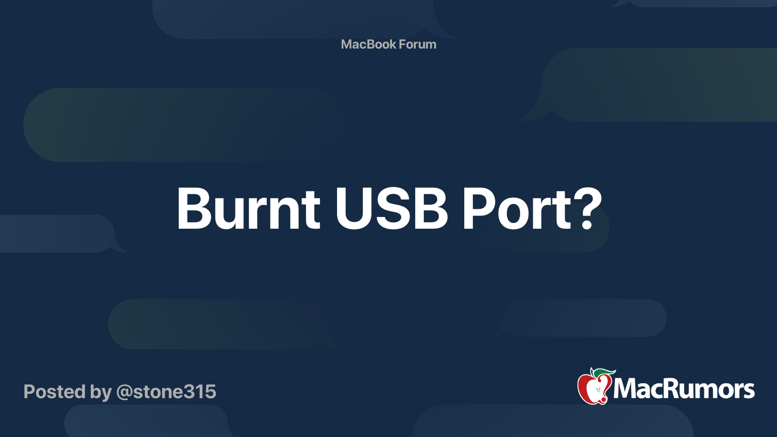 Burnt USB Port? | MacRumors Forums