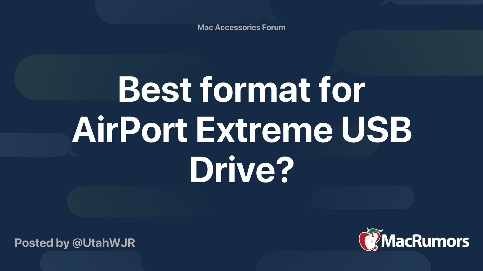 Best format for AirPort Extreme USB Drive? | MacRumors Forums