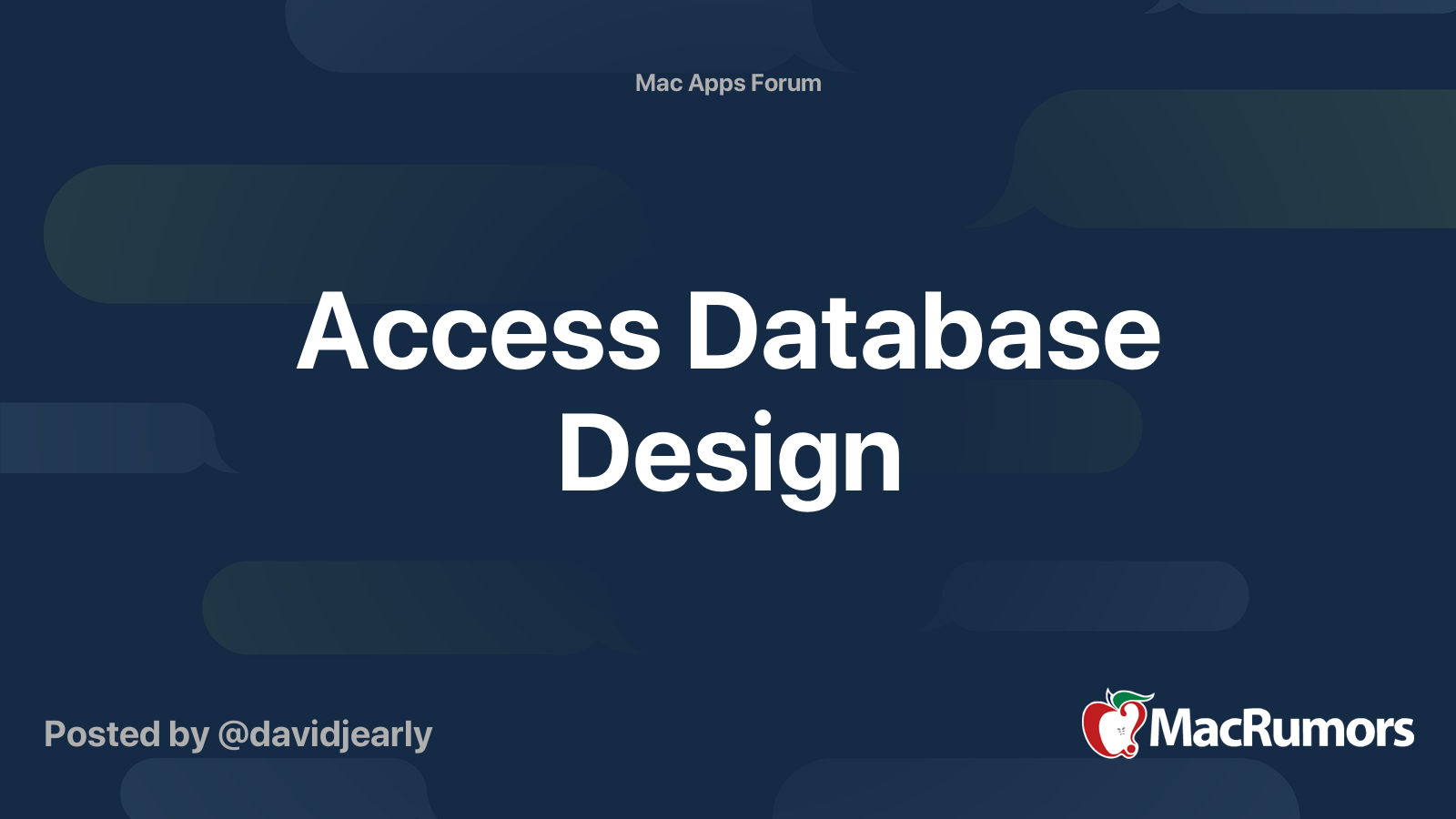 Access Database Design | MacRumors Forums