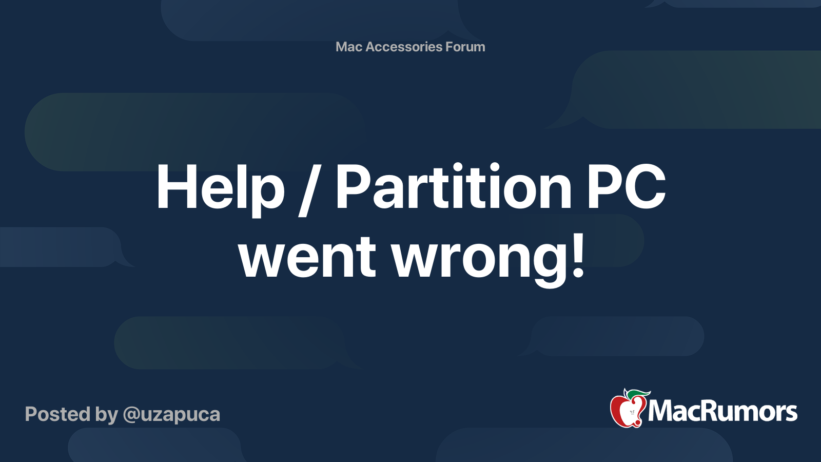 Help / Partition PC went wrong! | MacRumors Forums