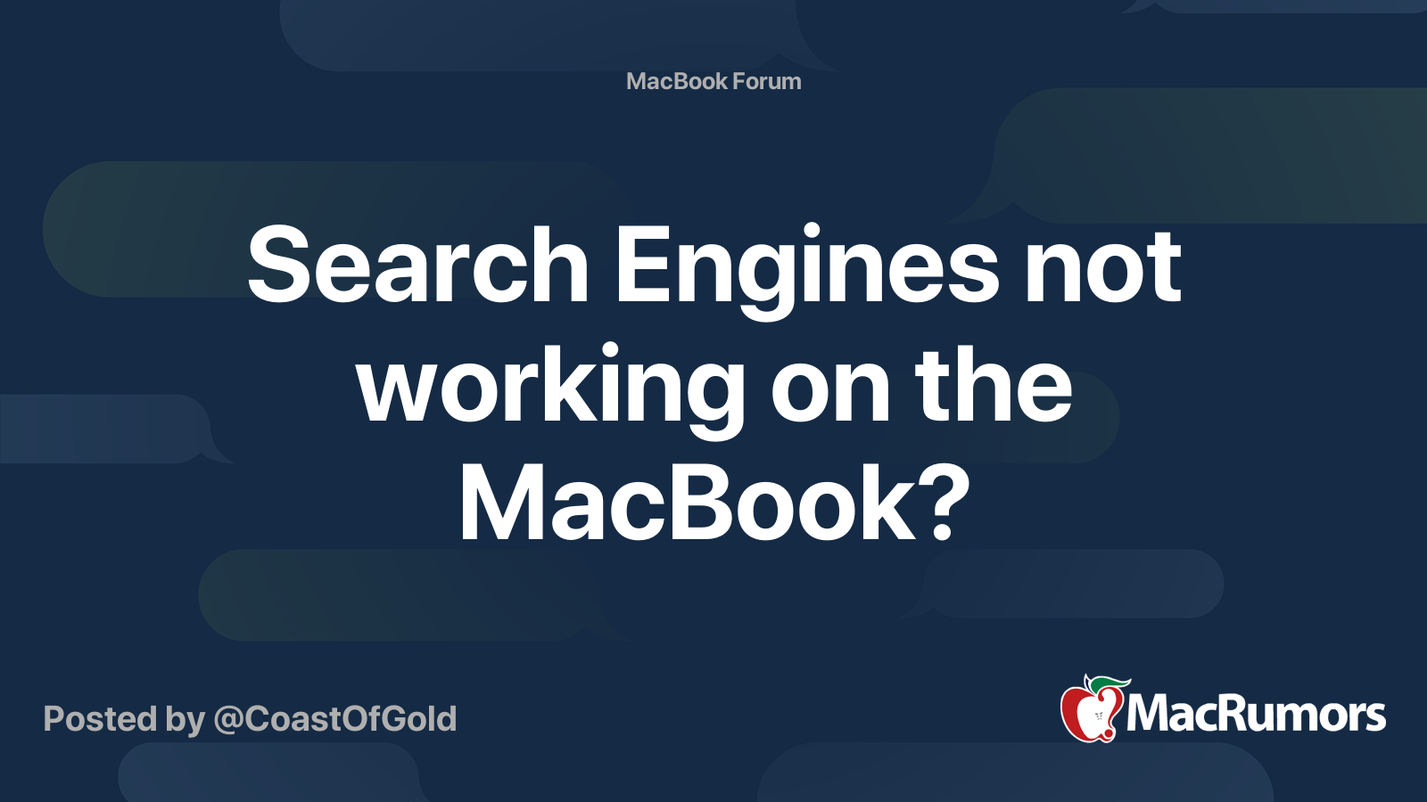 Search Engines not working on the MacBook? | MacRumors Forums