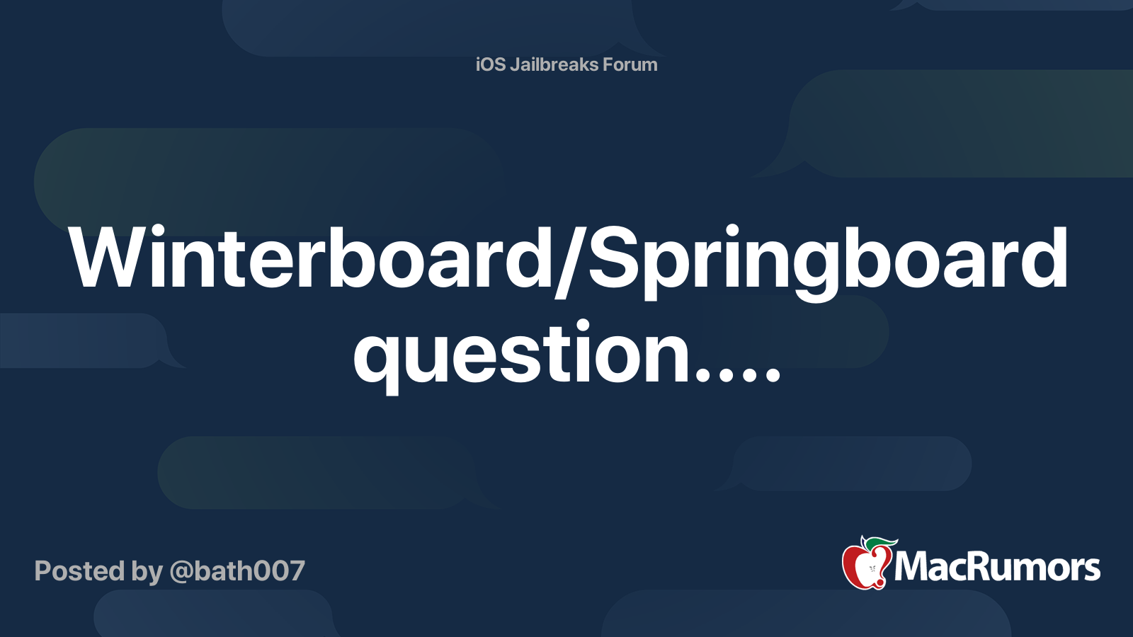 Winterboard/Springboard question.... | MacRumors Forums