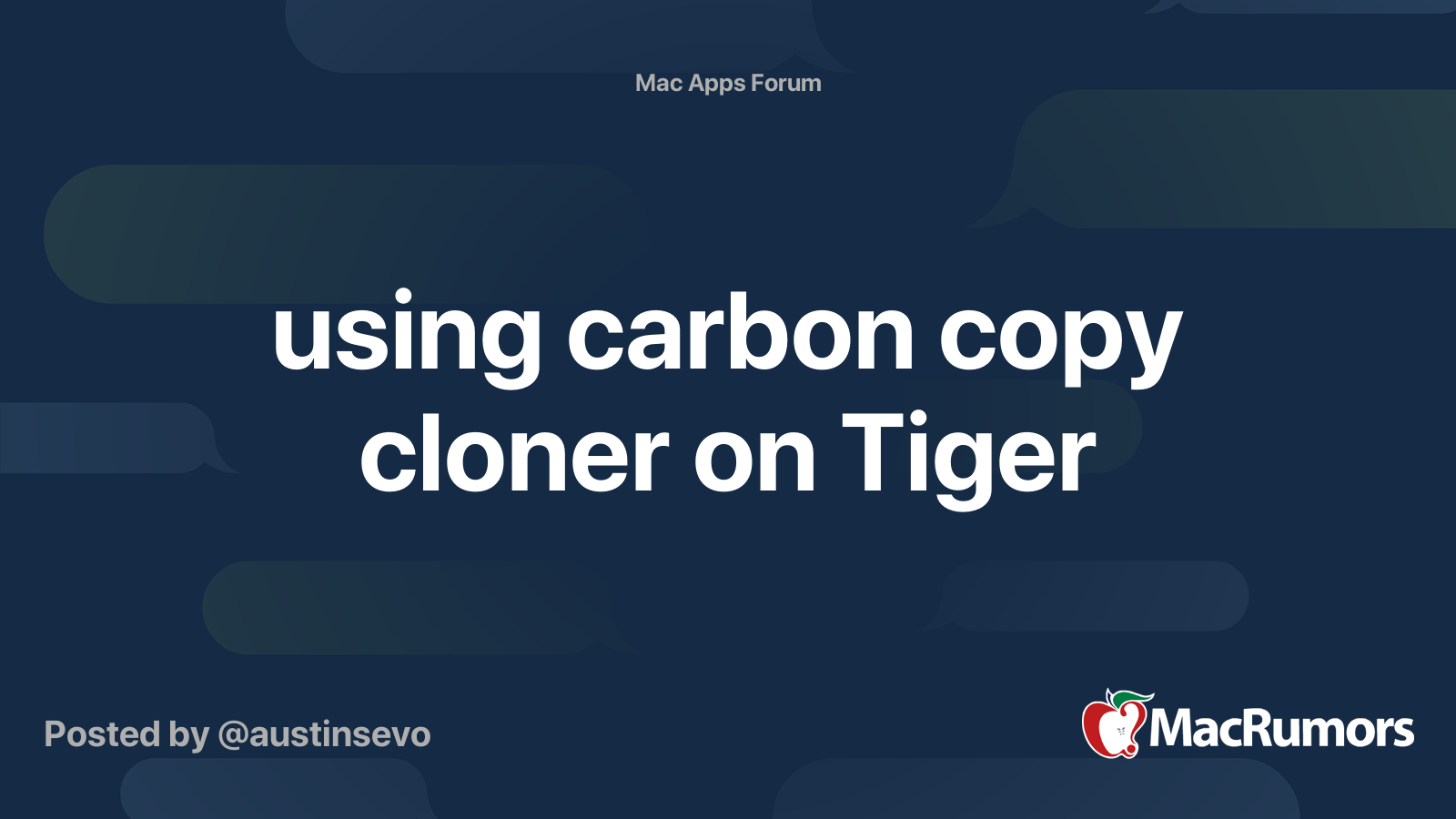 using carbon copy cloner on Tiger | MacRumors Forums